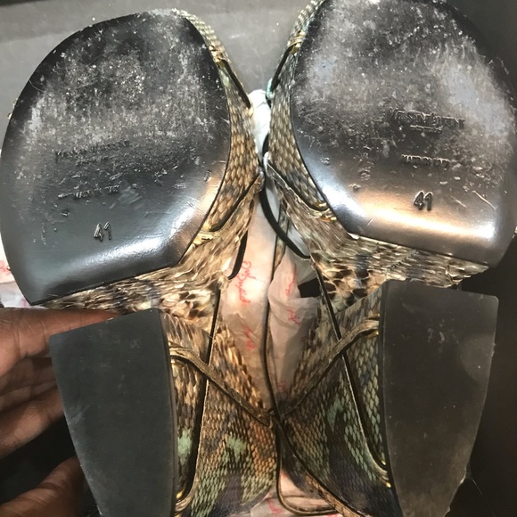 Yves Saint Laurent | Shoes | Ysl Baobab Platform Snakeskin Wedge Sandal ...